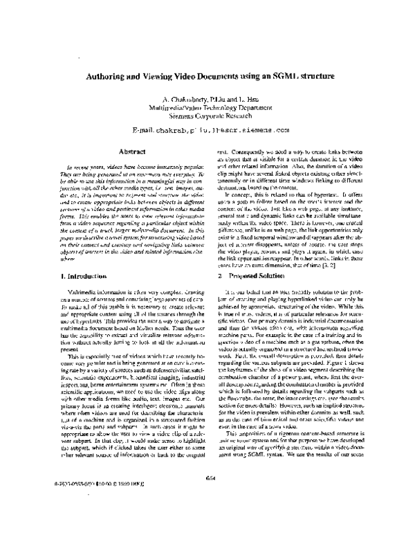 (PDF) Authoring and Viewing Video Documents Using an SGML Structure