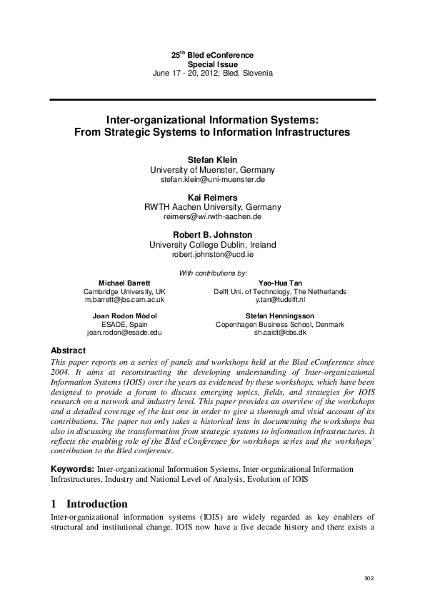 (PDF) Inter-organizational Information Systems: From Strategic Systems ...