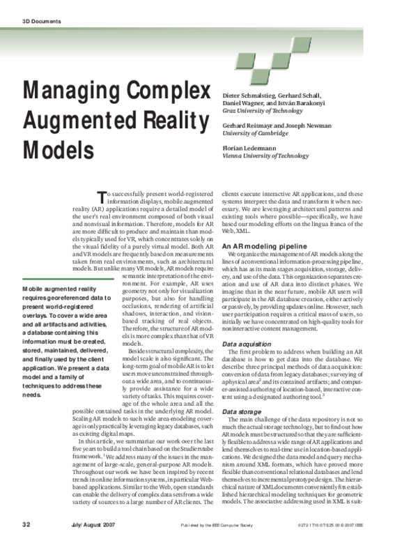 (PDF) Managing Complex Augmented Reality Models