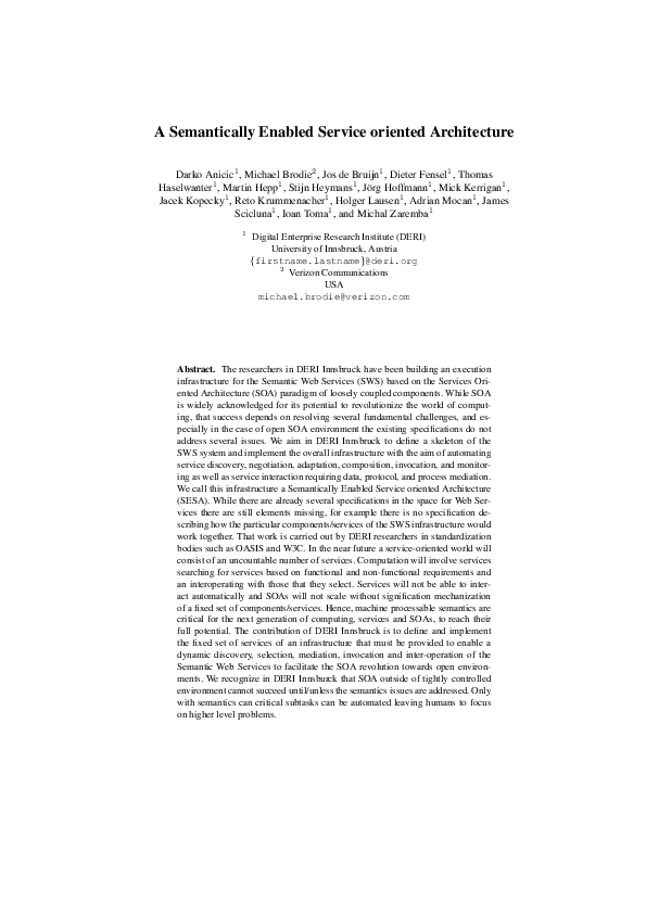 (PDF) A Semantically Enabled Service Oriented Architecture