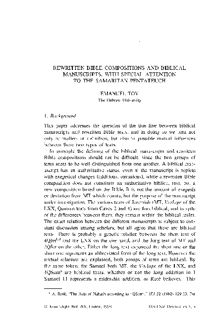 (PDF) 138. “Rewritten Bible Compositions and Biblical Manuscripts, with ...