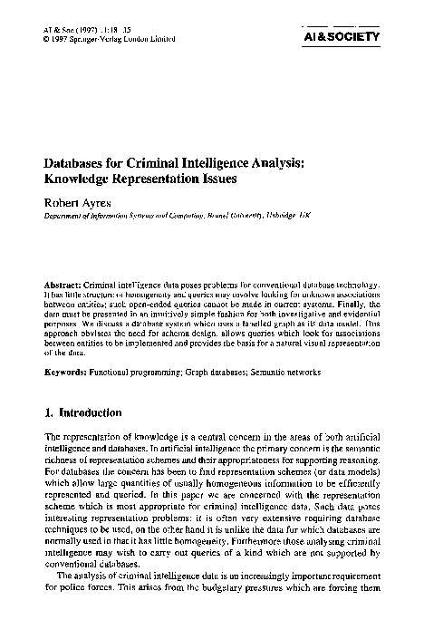 (PDF) Databases for criminal intelligence analysis: Knowledge ...