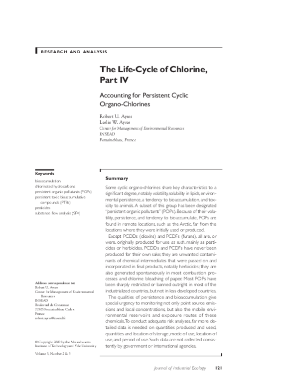 (PDF) The Life-Cycle of Chlorine, Part IV