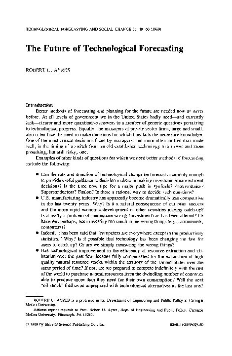 (PDF) The future of technological forecasting