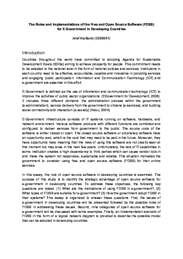(PDF) The Roles and Implementations of the Free and Open Source Software (FOSS) for E ...