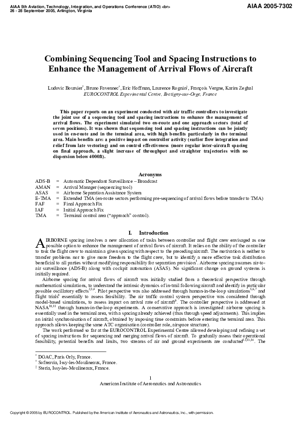Pdf Combining Sequencing Tool And Spacing Instructions To Enhance The Management Of Arrival