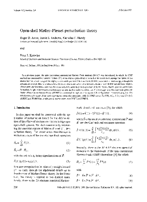 (PDF) Open-shell M∅ller—Plesset perturbation theory