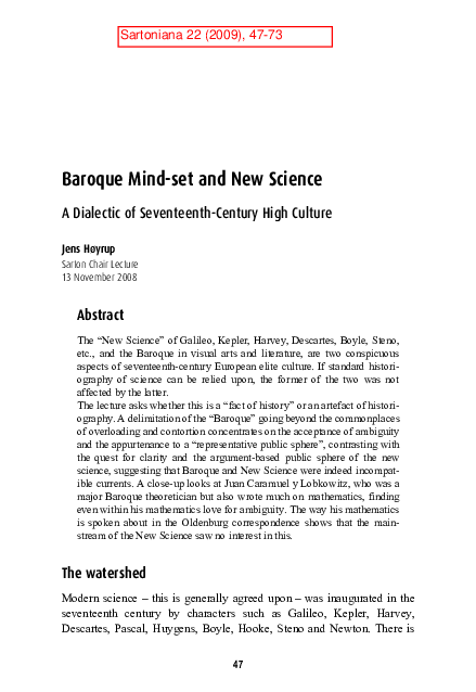 (PDF) Baroque Mind-set and New Science a Dialectic of Seventeenth ...
