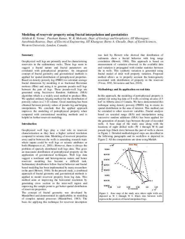 (PDF) Modeling of reservoir property using fractal interpolation and geostatistics