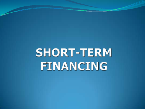 (PDF) SHORT-TERM FINANCING