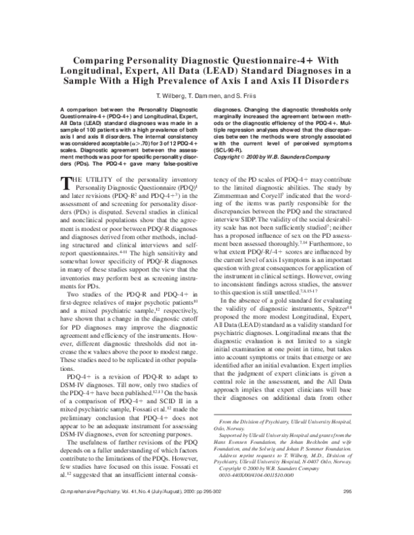 (PDF) Comparing Personality Diagnostic Questionnaire-4+ with ...