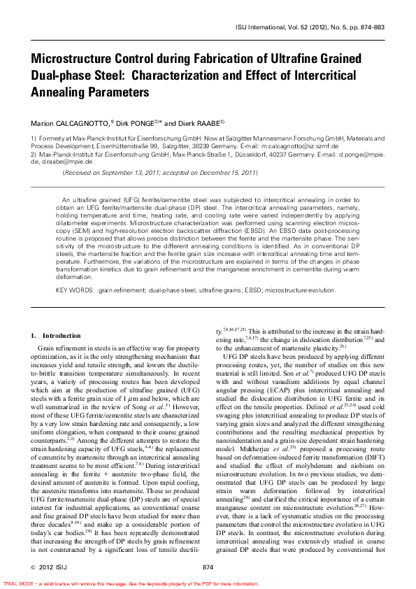(PDF) Microstructure Control during Fabrication of Ultrafine Grained ...