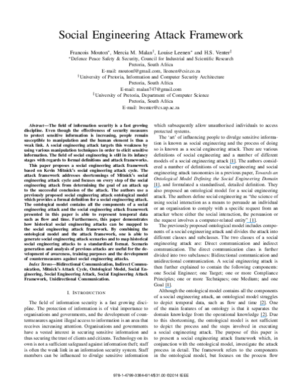 (PDF) Social engineering attack framework