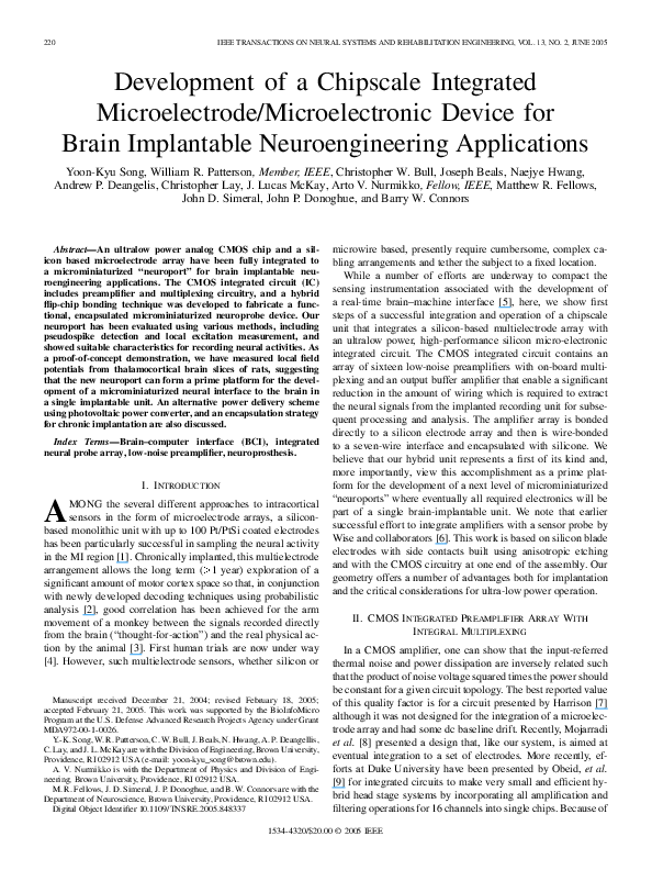 (PDF) Development of a chipscale integrated microelectrode ...