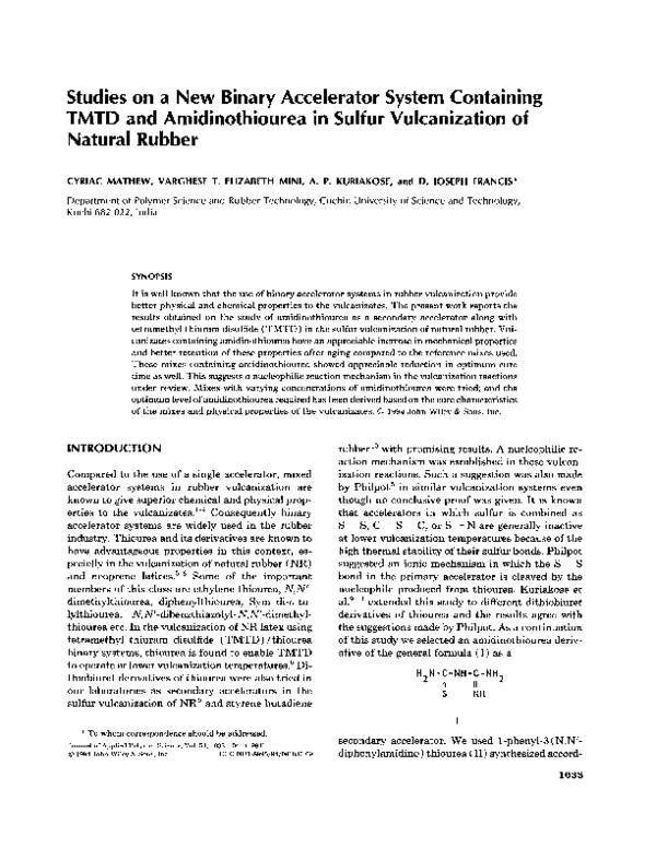 (PDF) Studies on a new binary accelerator system containing TMTD and ...
