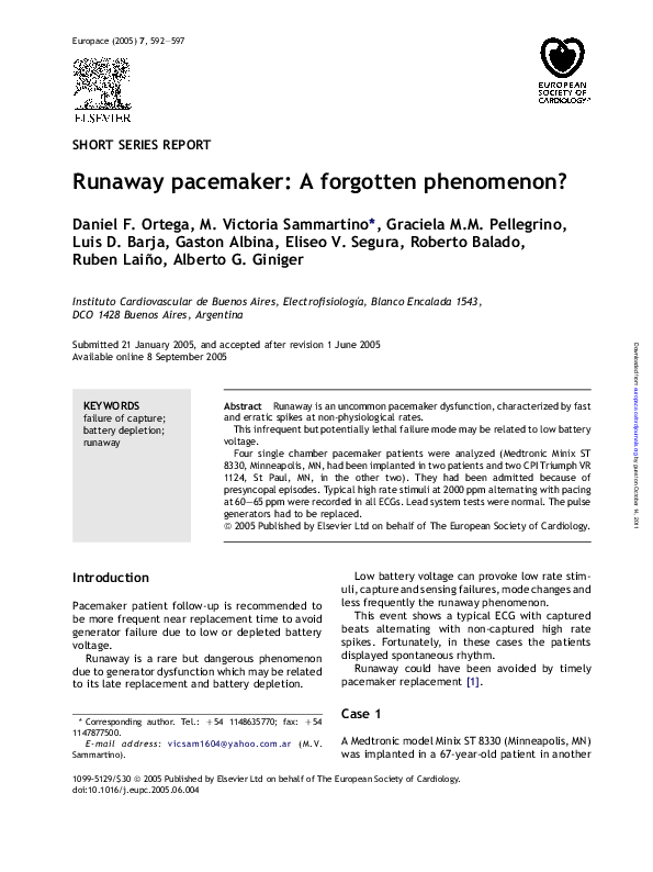 (PDF) Runaway pacemaker: A forgotten phenomenon