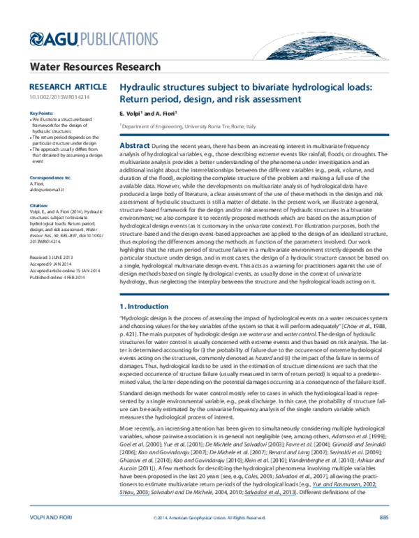 (PDF) Hydraulic structures subject to bivariate hydrological loads ...