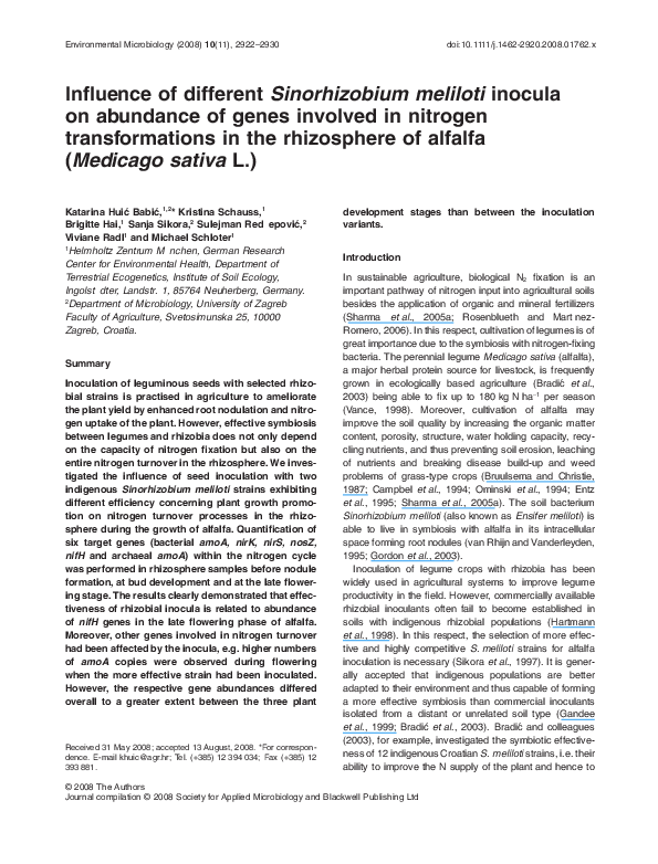 (PDF) Influence of different Sinorhizobium meliloti inocula on ...