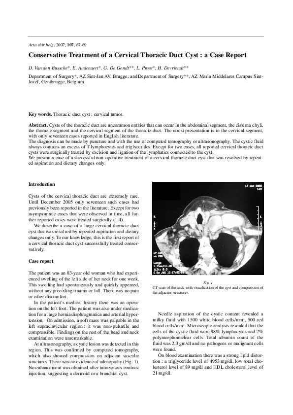 (PDF) Conservative treatment of a cervical thoracic duct cyst: a case ...