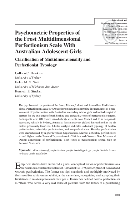 (PDF) Psychometric Properties of the Frost Multidimensional ...