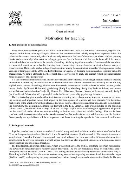 (PDF) Motivation for teaching