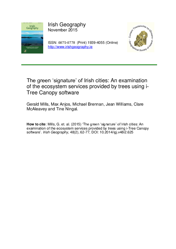 (PDF) The green 'signature' of Irish cities: An examination of the ...