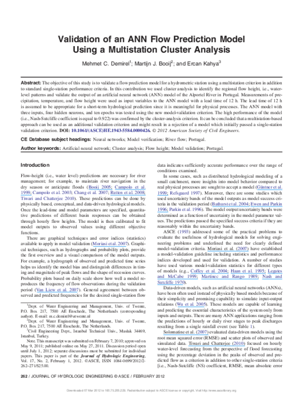 (PDF) Validation of an ANN Flow Prediction Model Using a Multt-Station ...