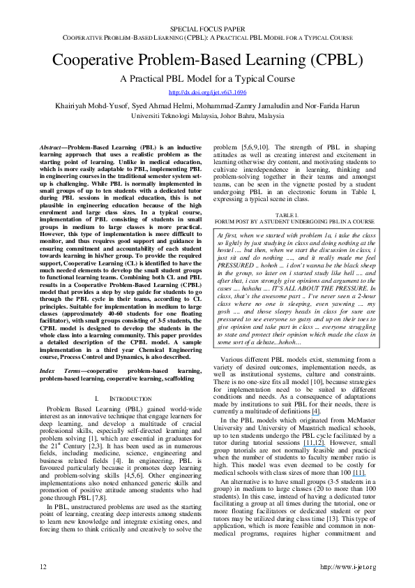 (PDF) Cooperative Problem-Based Learning (CPBL): A practical PBL model ...