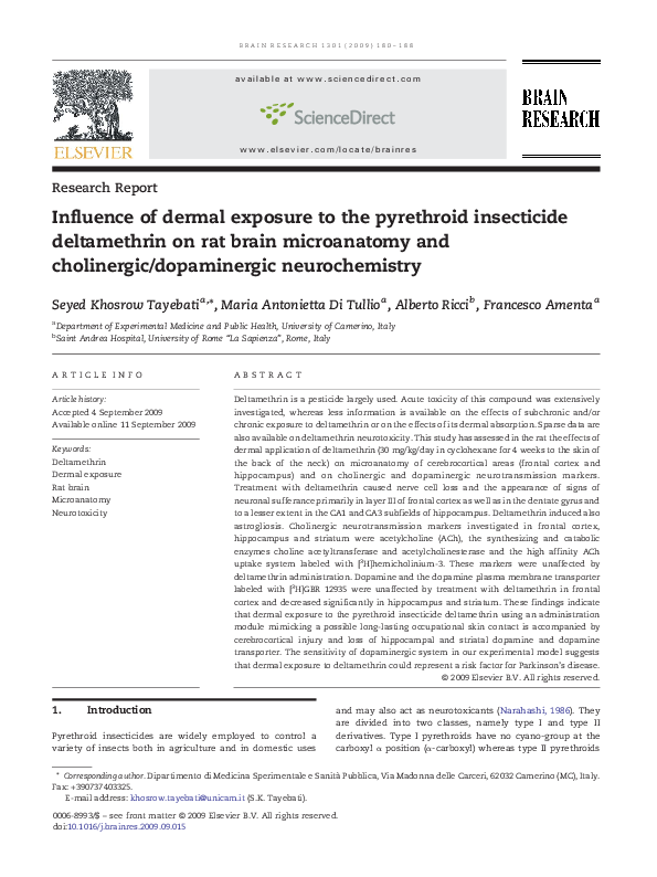 (PDF) Influence of dermal exposure to the pyrethroid insecticide ...