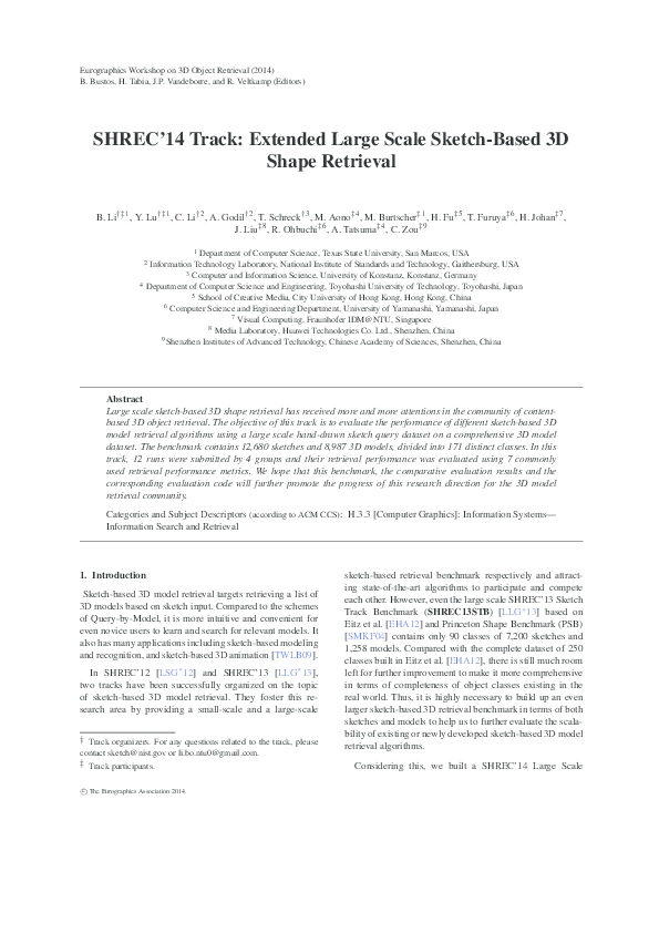 (PDF) SHREC’13 Track: Large Scale Sketch-Based 3D Shape Retrieval | Afzal Godil - Academia.edu
