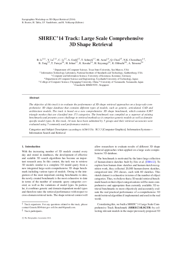 (PDF) Large Scale Comprehensive 3D Shape Retrieval | Afzal Godil - Academia.edu