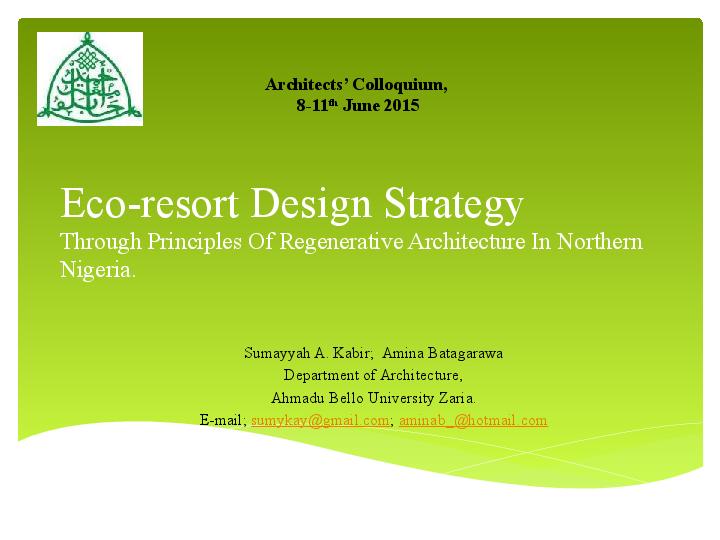 (PPT) Eco-resort design strategy through principles of Regenerative ...