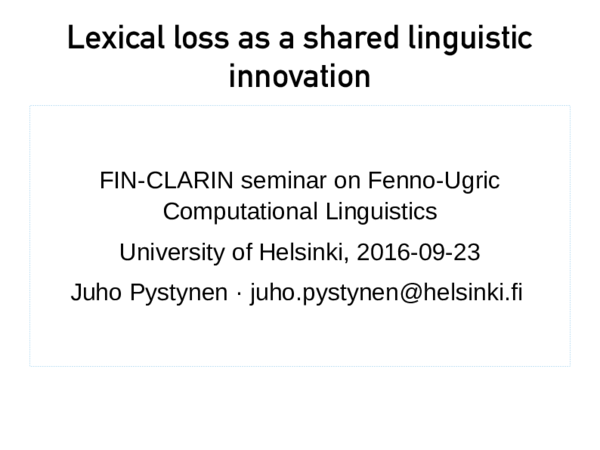 (PDF) Lexical loss as a shared linguistic innovation