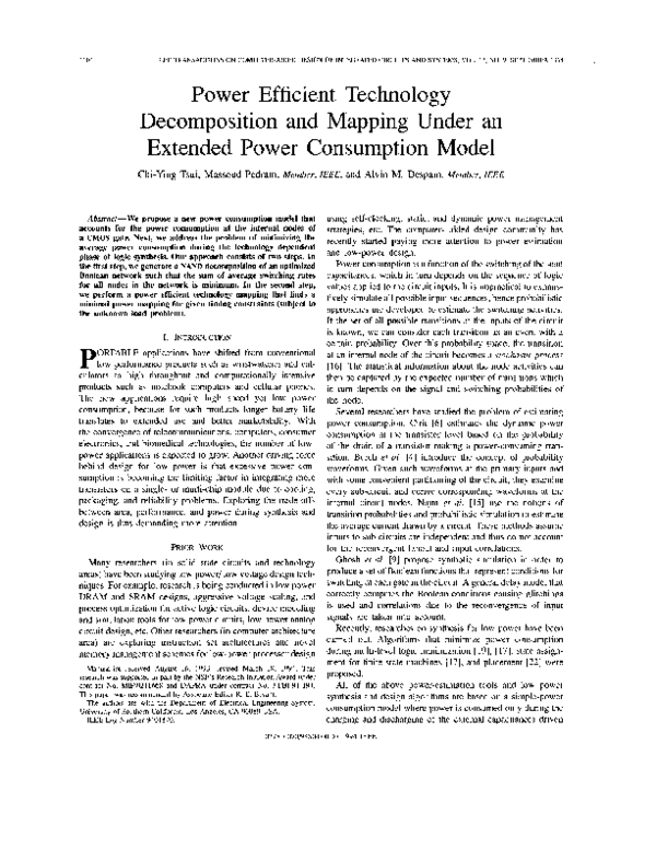 (PDF) Power efficient technology decomposition and mapping under an ...