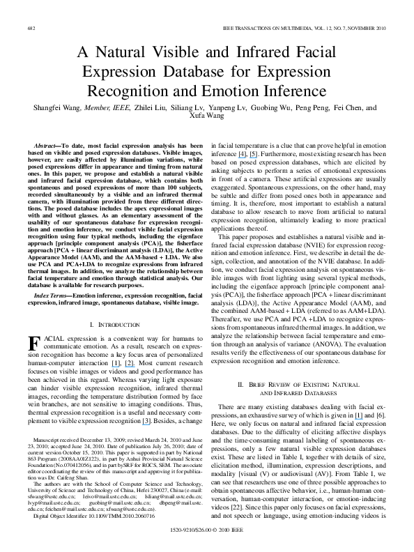 (PDF) A Natural Visible and Infrared Facial Expression Database for ...
