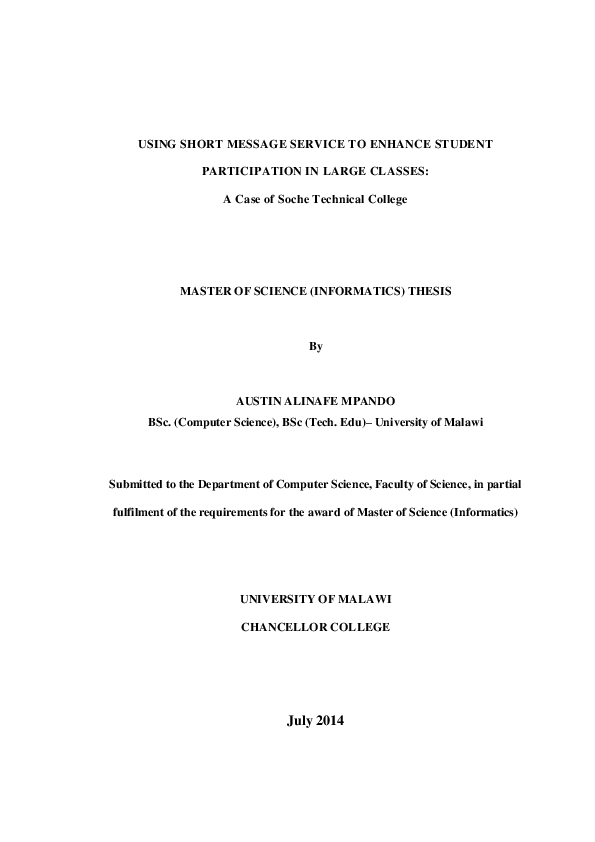 (PDF) USING SHORT MESSAGE SERVICE TO ENHANCE STUDENT PARTICIPATION IN ...