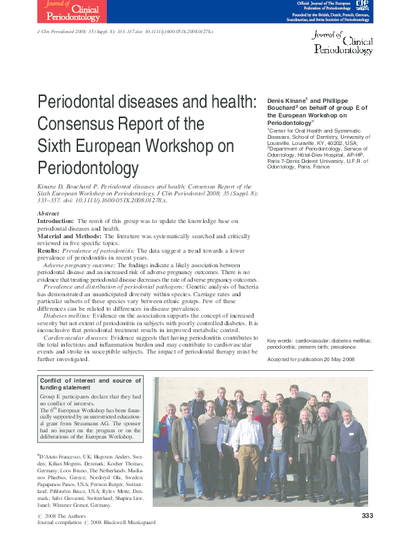 (PDF) Periodontal diseases and health: Consensus Report of the Sixth ...