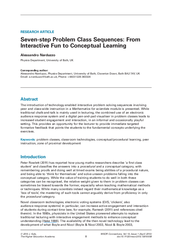 (PDF) Seven-step Problem Class Sequences: From Interactive Fun to ...