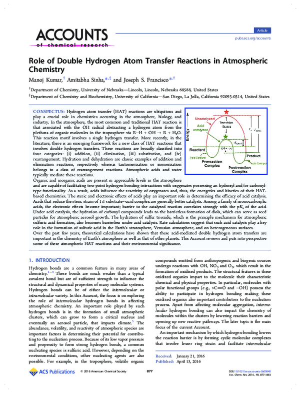 (PDF) Role of Double Hydrogen Atom Transfer Reactions in Atmospheric ...