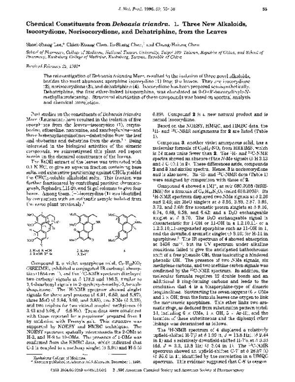 (PDF) Chemical Constituents from Dehaasia triandra . 1. Three New ...