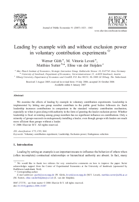 (PDF) Leading by example with and without exclusion power in voluntary ...