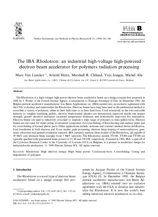 (PDF) The IBA Rhodotron: an industrial high-voltage high-powered ...
