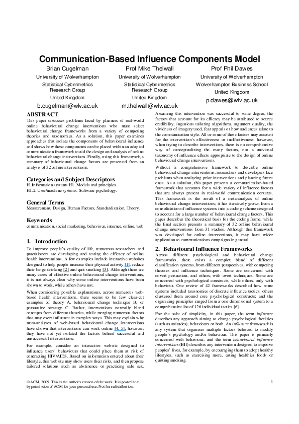 (PDF) Communication-based influence components model