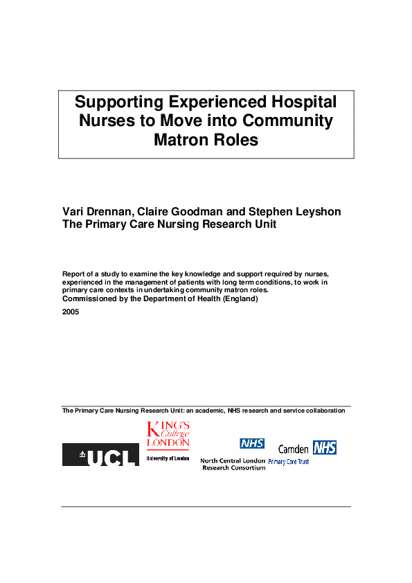 (PDF) Supporting experienced hospital nurses to move into community ...