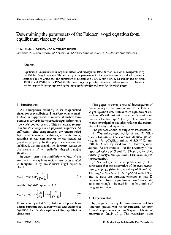(PDF) Determining the parameters of the Fulcher-Vogel equation from ...