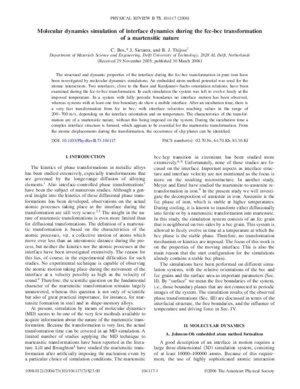 (PDF) Molecular dynamics simulation of interface dynamics during the ...