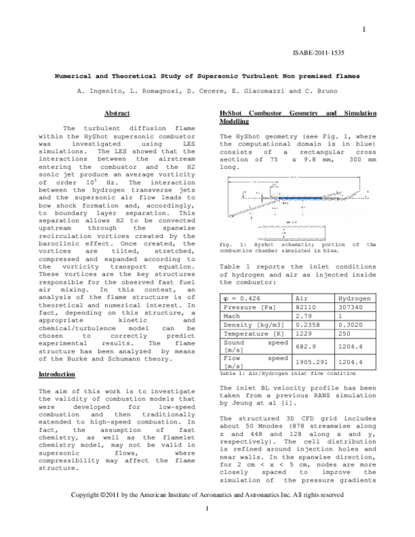 (PDF) Numerical and Theoretical Study of Supersonic Turbulent Non Premixed Flames