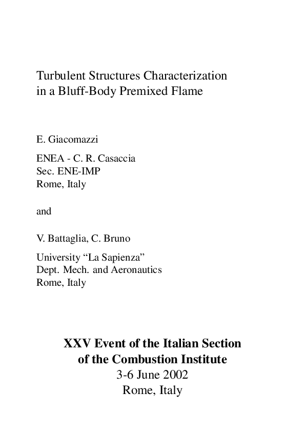 (PDF) Turbulent Structures Characterization in a Bluff-Body Premixed Flame