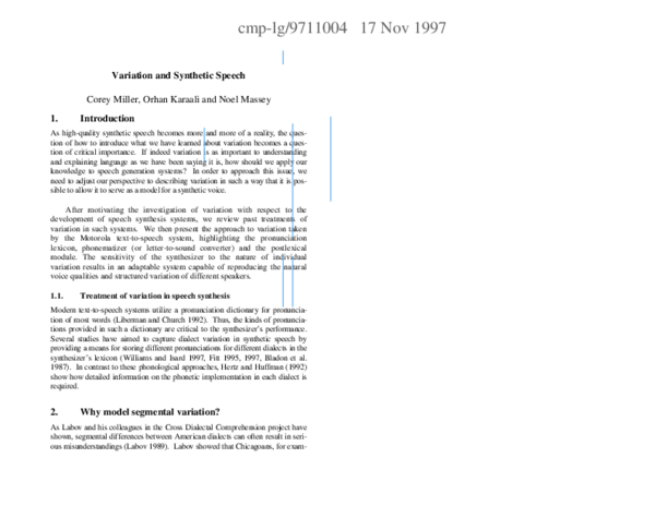 (PDF) Variation and Synthetic Speech