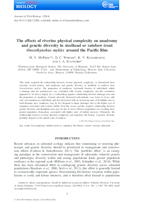 (PDF) The effects of riverine physical complexity on anadromy and ...